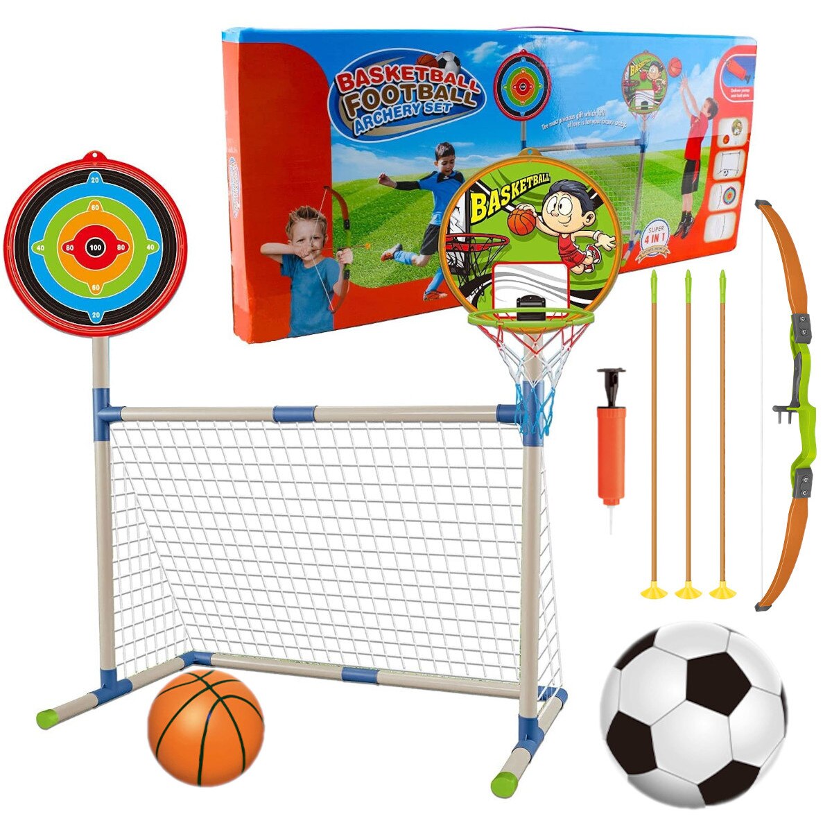 Set jocuri sportive 3 in 1, Stator, Shield Bow Goal Arrows BasketAlwka ...