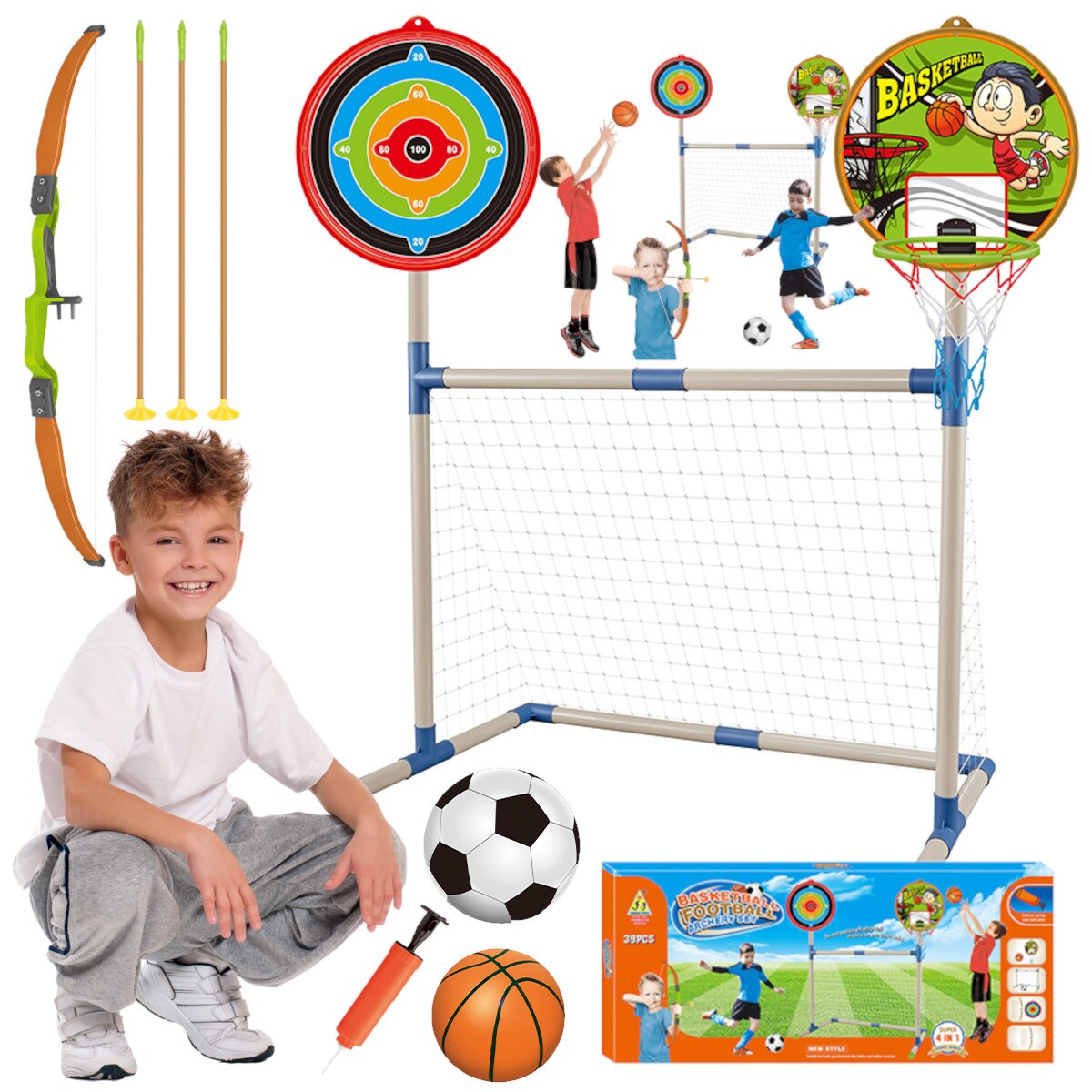 Set jocuri sportive 3 in 1, Stator, Shield Bow Goal Arrows BasketAlwka ...