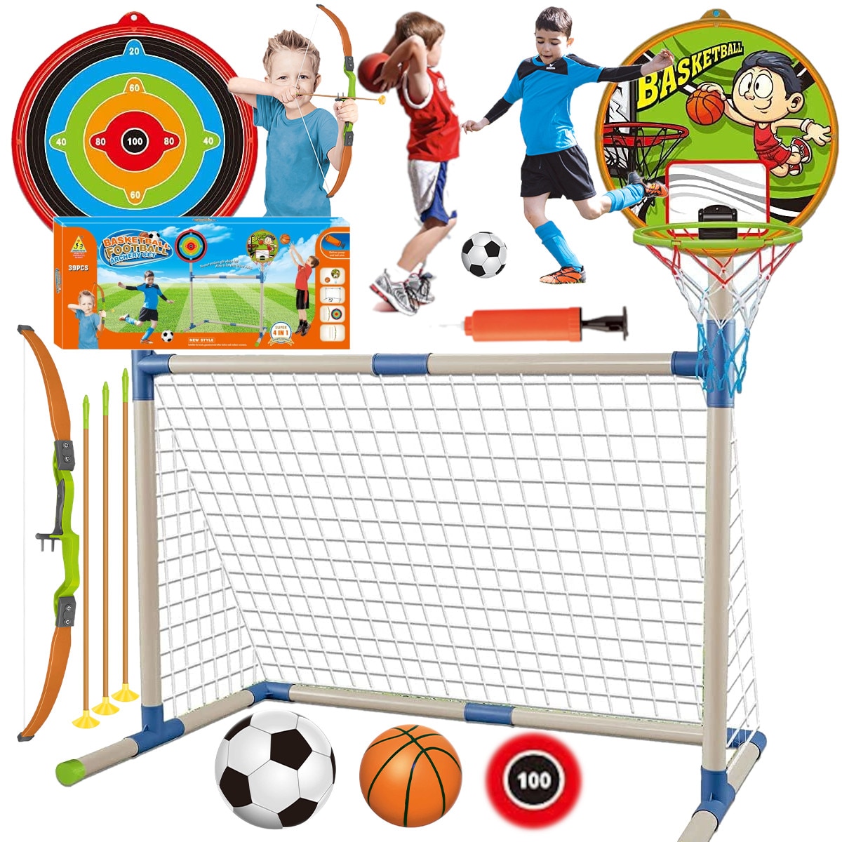 Set jocuri sportive 3 in 1, Stator, Shield Bow Goal Arrows BasketAlwka ...