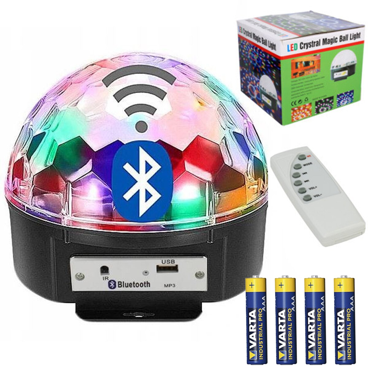 Minge disco LED cu difuzoare stereo cu 4 baterii AAA (G46B + 4X B18 ...