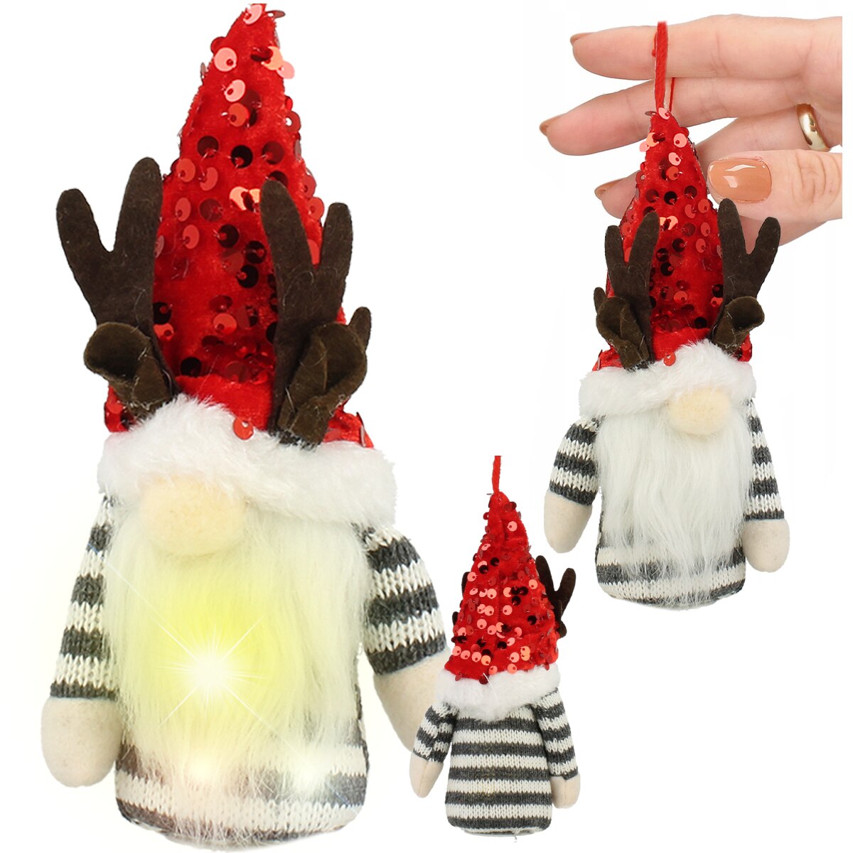 Figurina Gnom cu led, Stator, Textil, Multicor - eMAG.ro