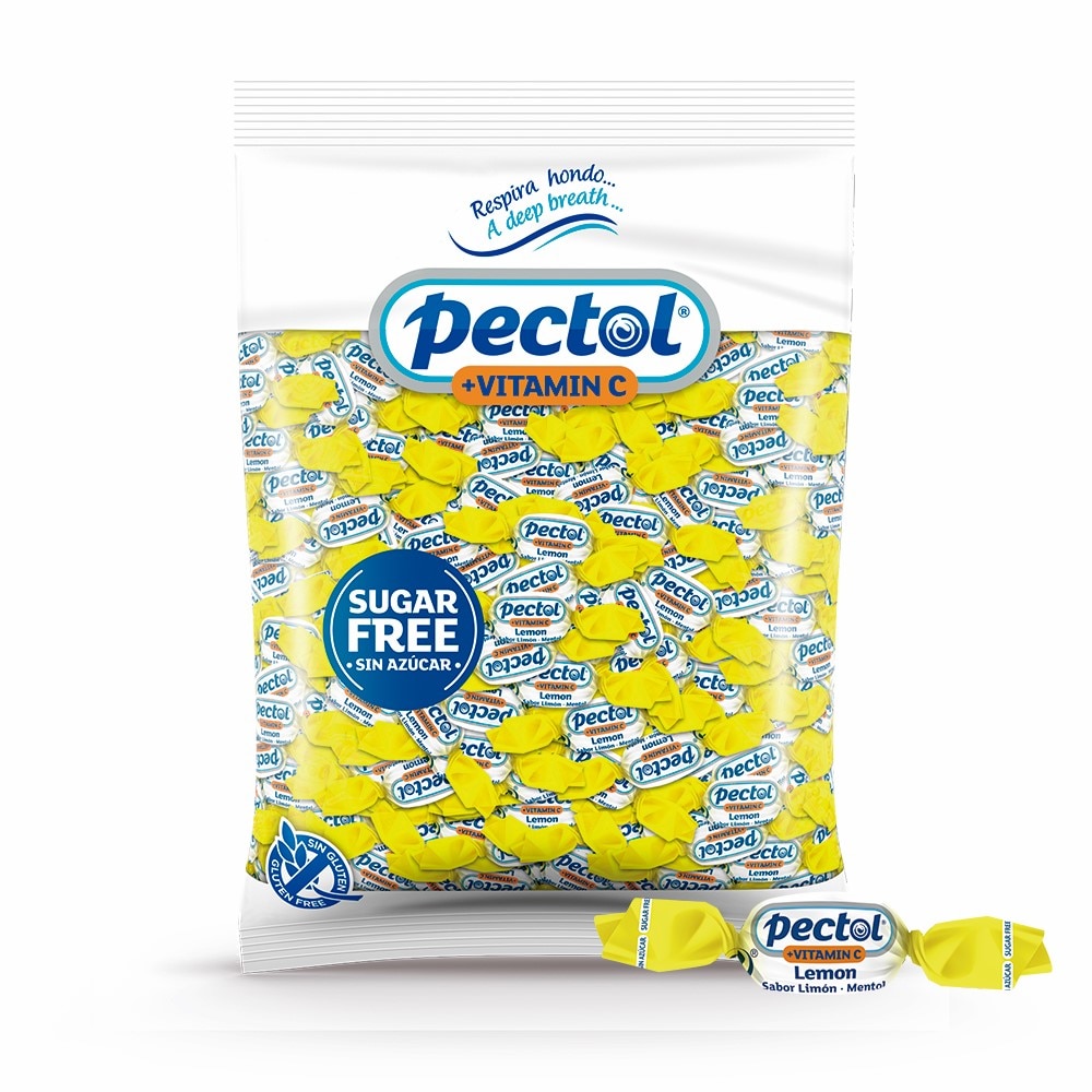 Dropsuri cu aroma lamaie si mentol Pectol, cu vitamina C, fara zahar ...