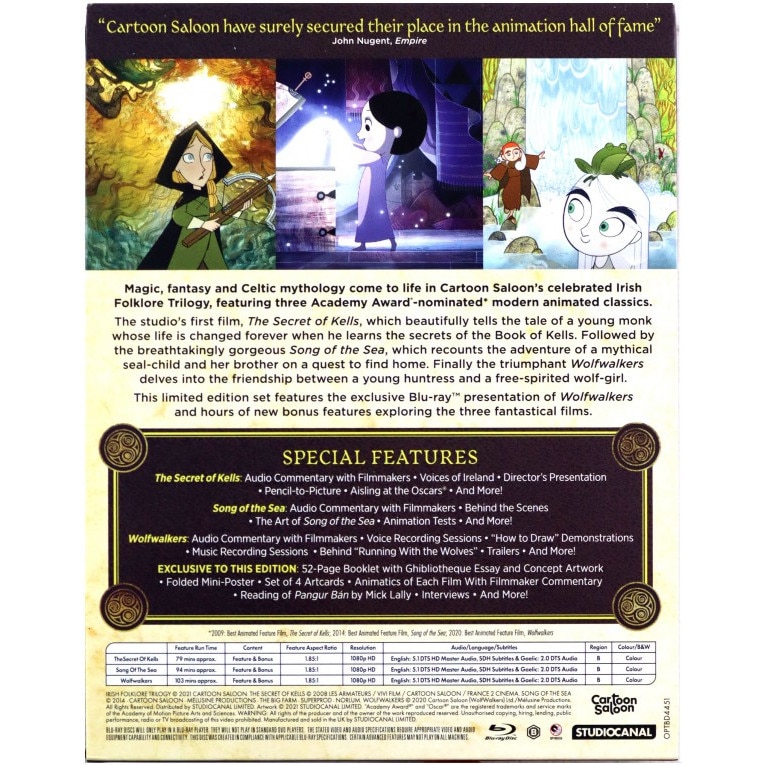 Irish Folklore Trilogy (Wolfwalkers / Secret Of Kells / Song Of The Sea ...