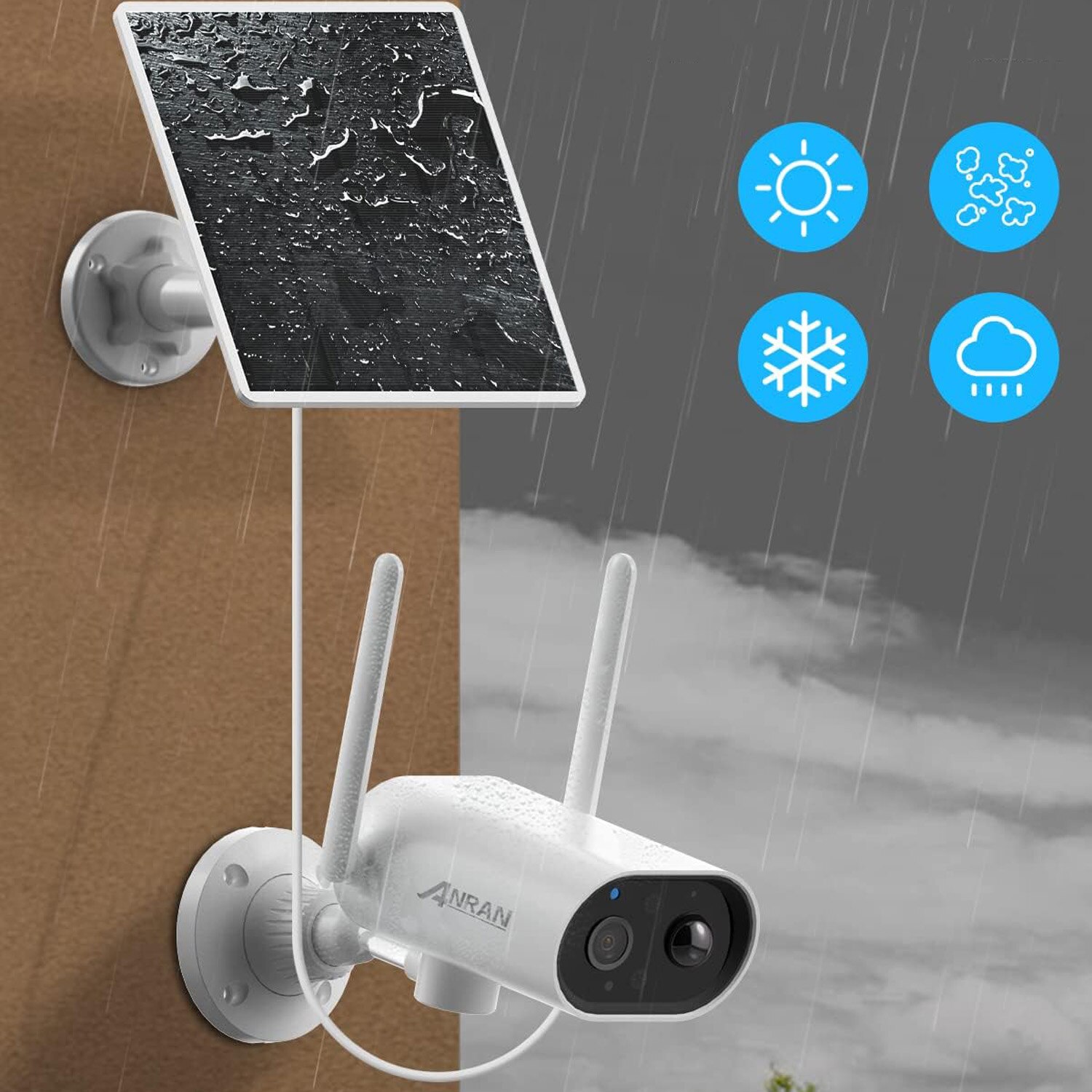 Камера за наблюдение Anran S02, Слънчево зареждане, 2K FHD, Цветно ...