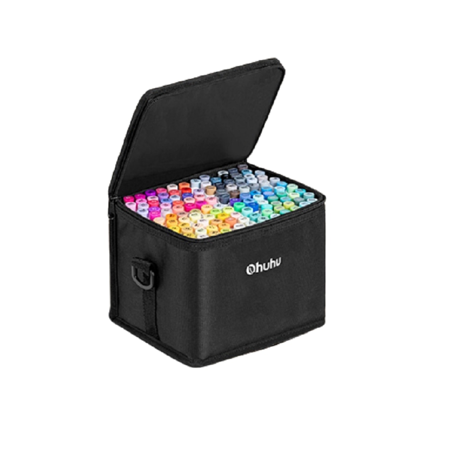 Set 120 Markere Ohuhu Honolulu, Baza Alcool, Varf Dublu Brush Chisel ...