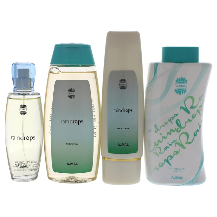 Set Apa de parfum Raindrops Ajmal Femei, 50 ml + Lotiune de corp 100 ml ...