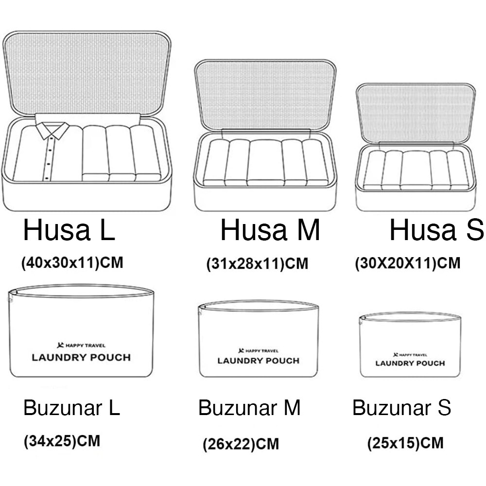 Set 6 organizatoare de voiaj LeeXo, cu 6 compartimente pentru ...