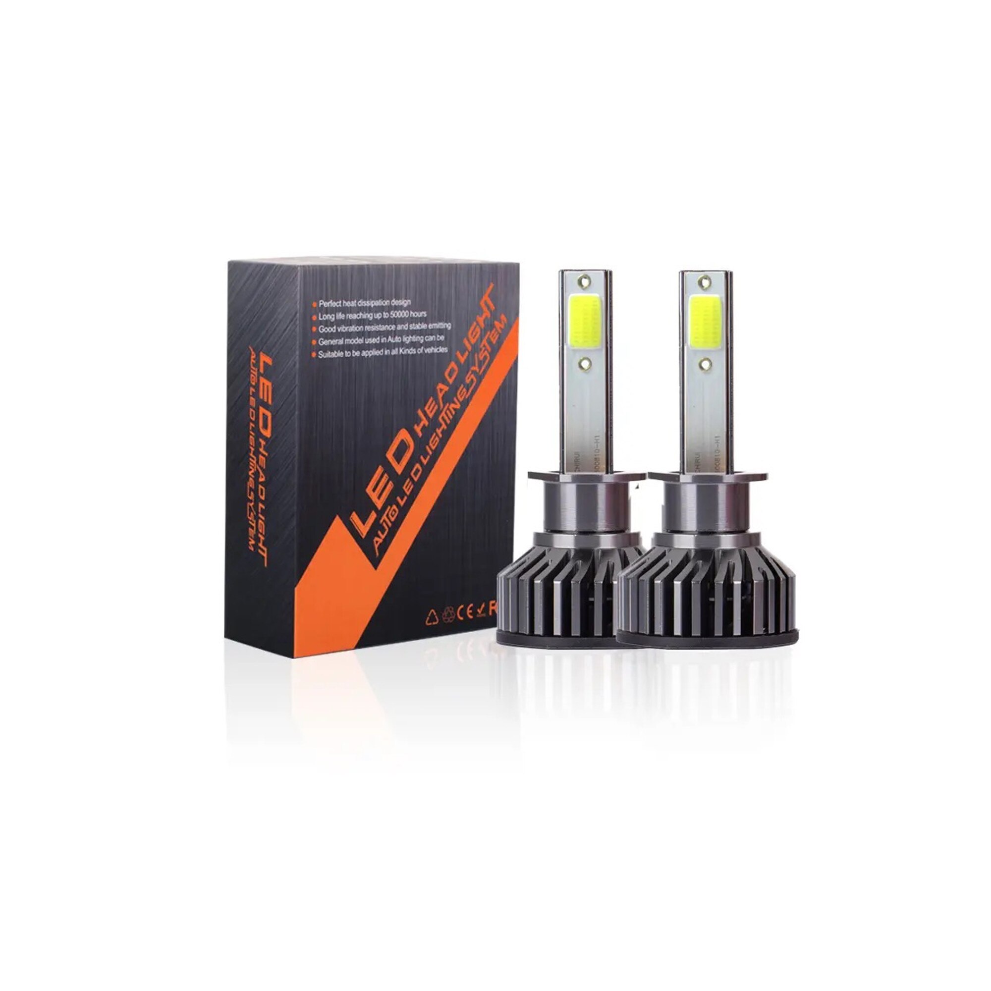 Set 2 Becuri LED H1 F2-COB, Canbus, Putere 100 W, 12.000 lumeni, 6000 K ...
