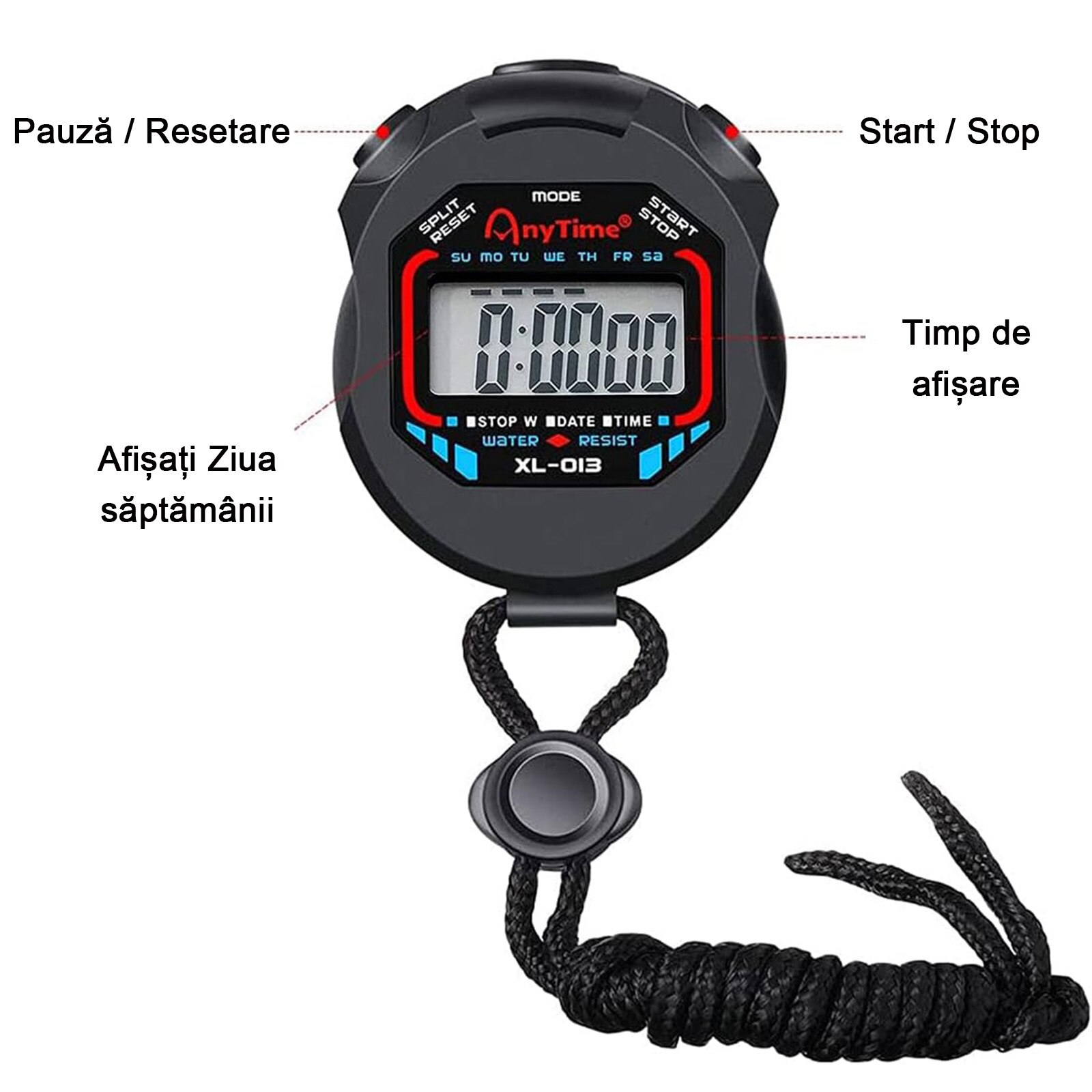 Cronometru digital, KkvoGmle, Vine cu fluier, ABS, afiseaza ora si data ...