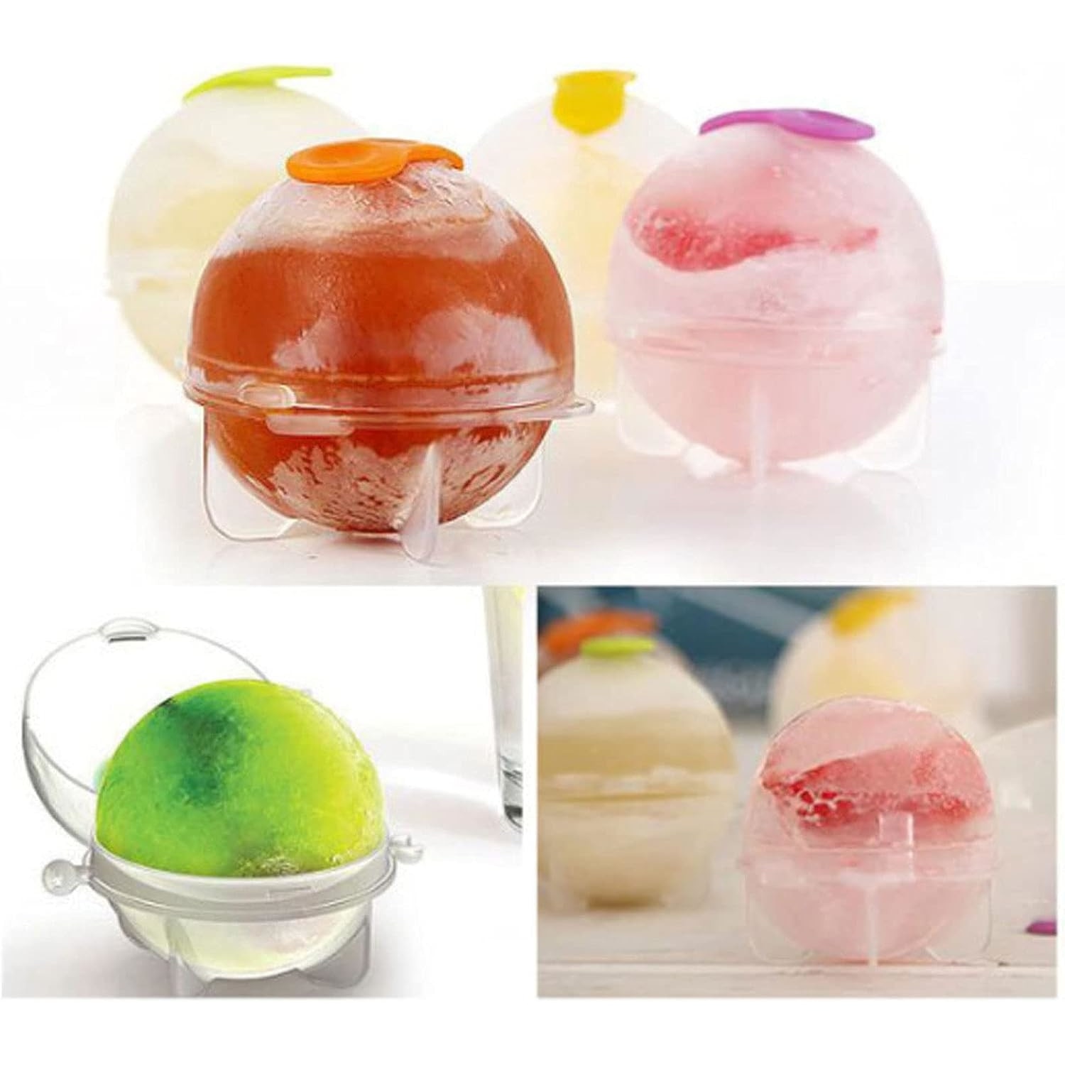 Комплект от 4 идеално кръгли парти форми за сладолед Macomi™, запечатан капак, твърда пластмаса ...