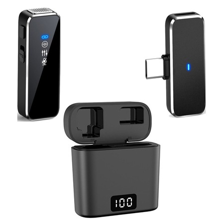 Микрофон Lavalier EB005 тип C, функционален дисплей и магнитна кутия за ...