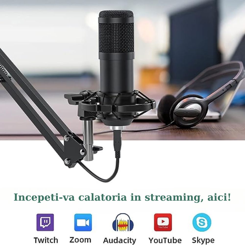 Microfon profesional studio Adsera ®, Condenser, Cardioid, cu stand ...