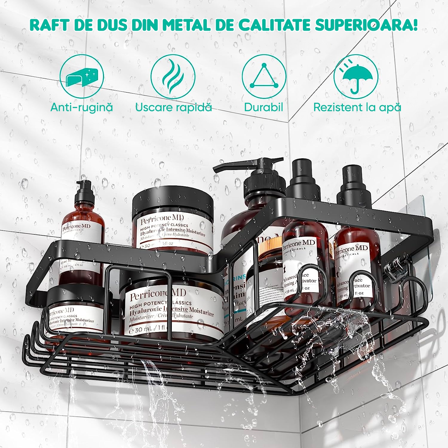 Raft de dus, etajera colt pentru baie, din otel inoxidabil, pentru ...