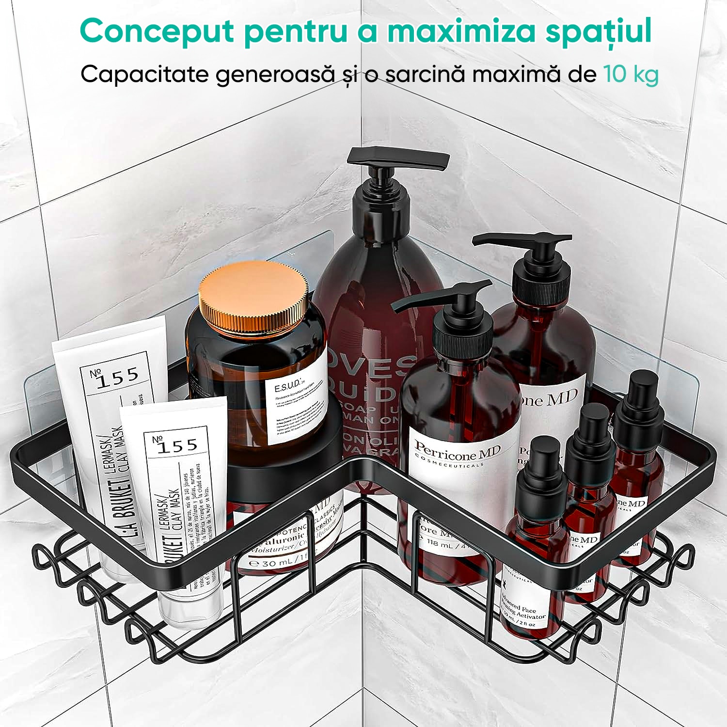 Raft de dus, etajera de colt pentru baie, depozitare in bucatarie ...