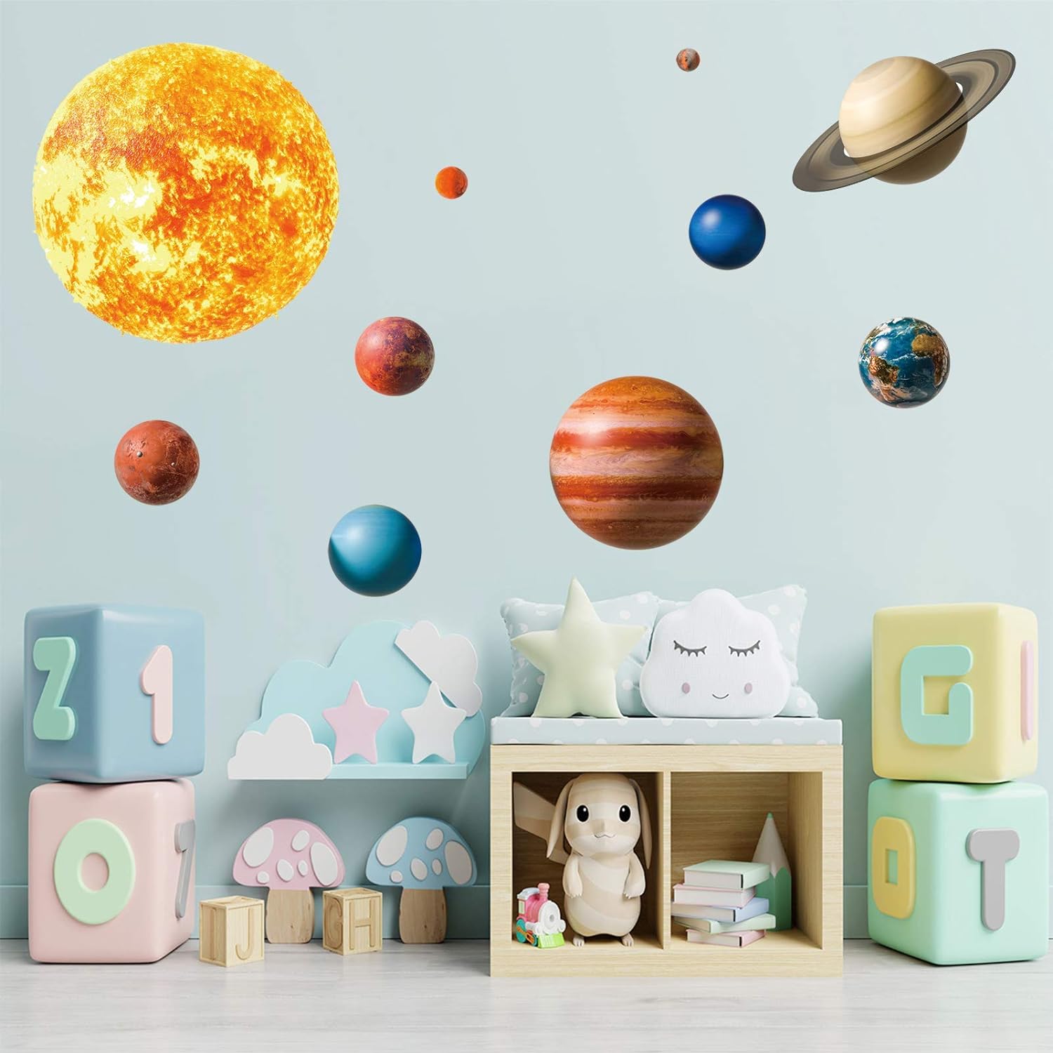 Декоративен стикер, Слънчева система с 10 планети, Многоцветен, Магазин ...