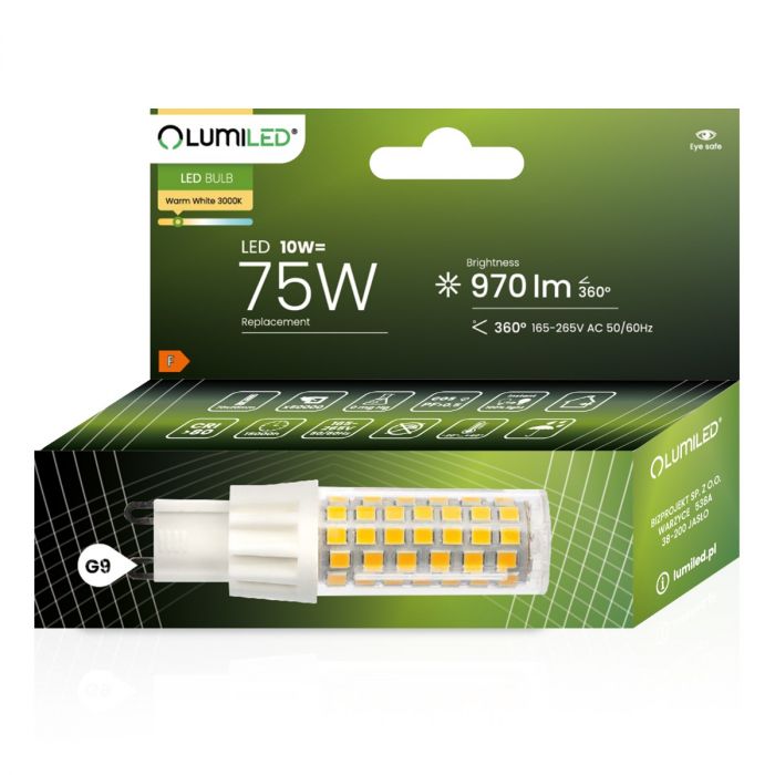 Bec cu LED G9 capsula 10W = 75W 3000K LUMILED - eMAG.ro