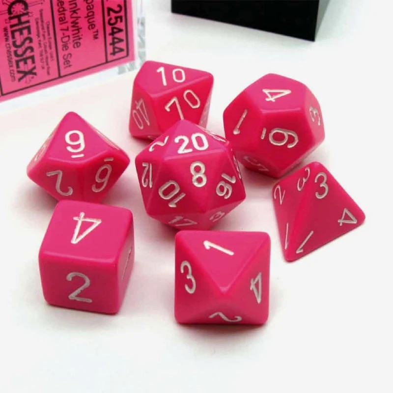 Set 7 Zaruri pentru D&D, Chessex, Opaque, Pink White - eMAG.ro