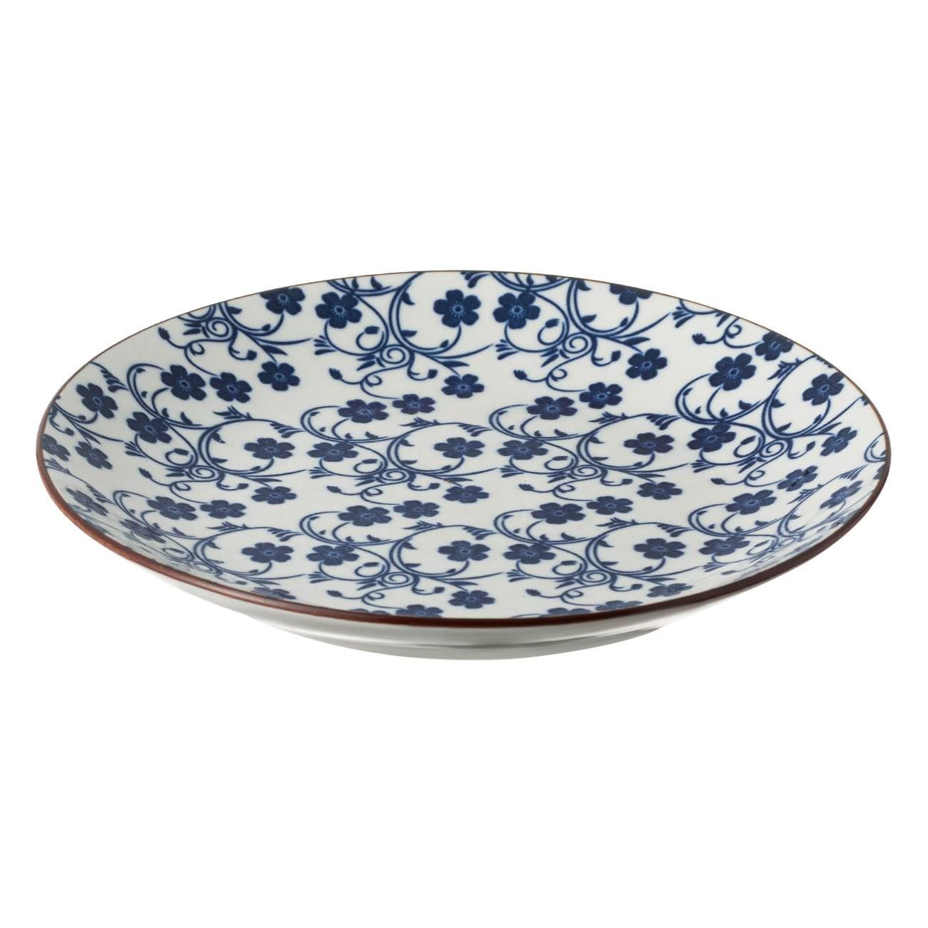 Set farfurii 6 piese, Extend de Portelan, Albe Flori Bleu, diametru 19. ...