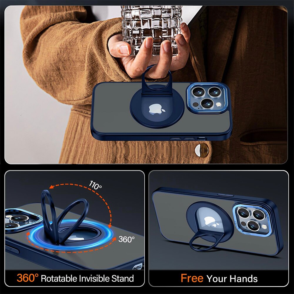 Husa tip MagSafe compatibila cu Apple iPhone 15, Upgraded 360 RingCase ...