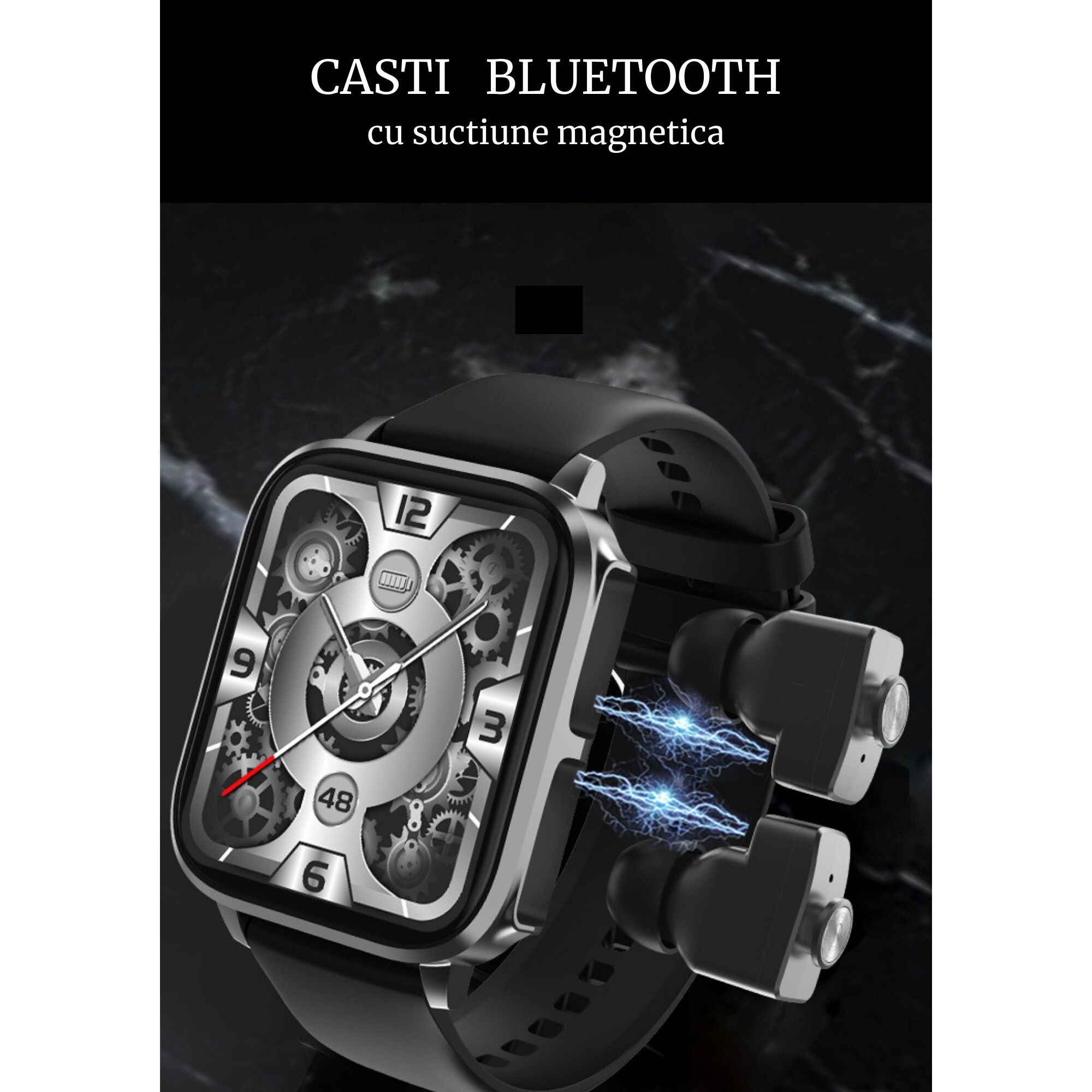 Ceas smartwatch ZEEVOS cu casti bluetooth incorporate, monitorizare ...