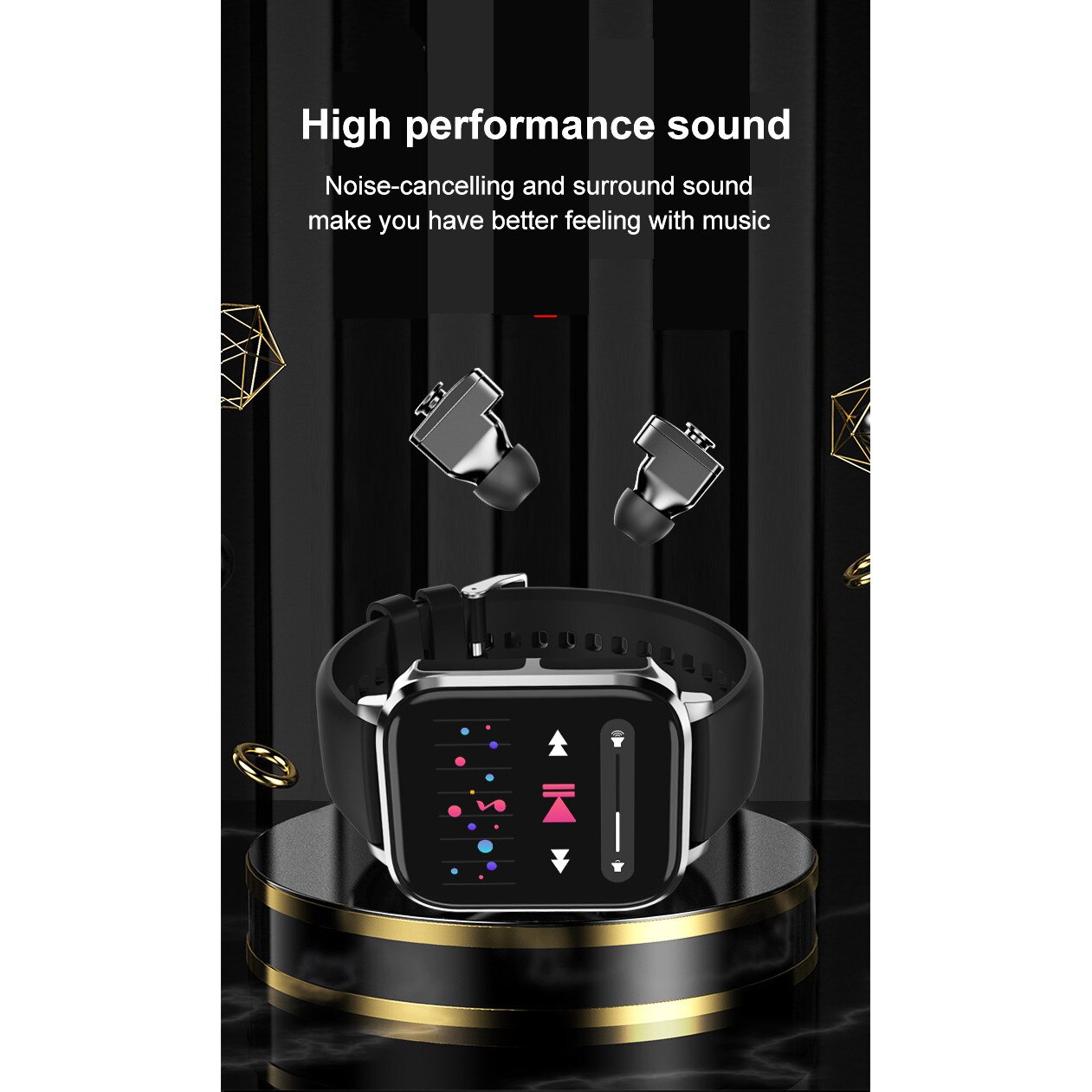 Ceas smartwatch cu casti bluetooth TWS incorporate, monitorizare ...