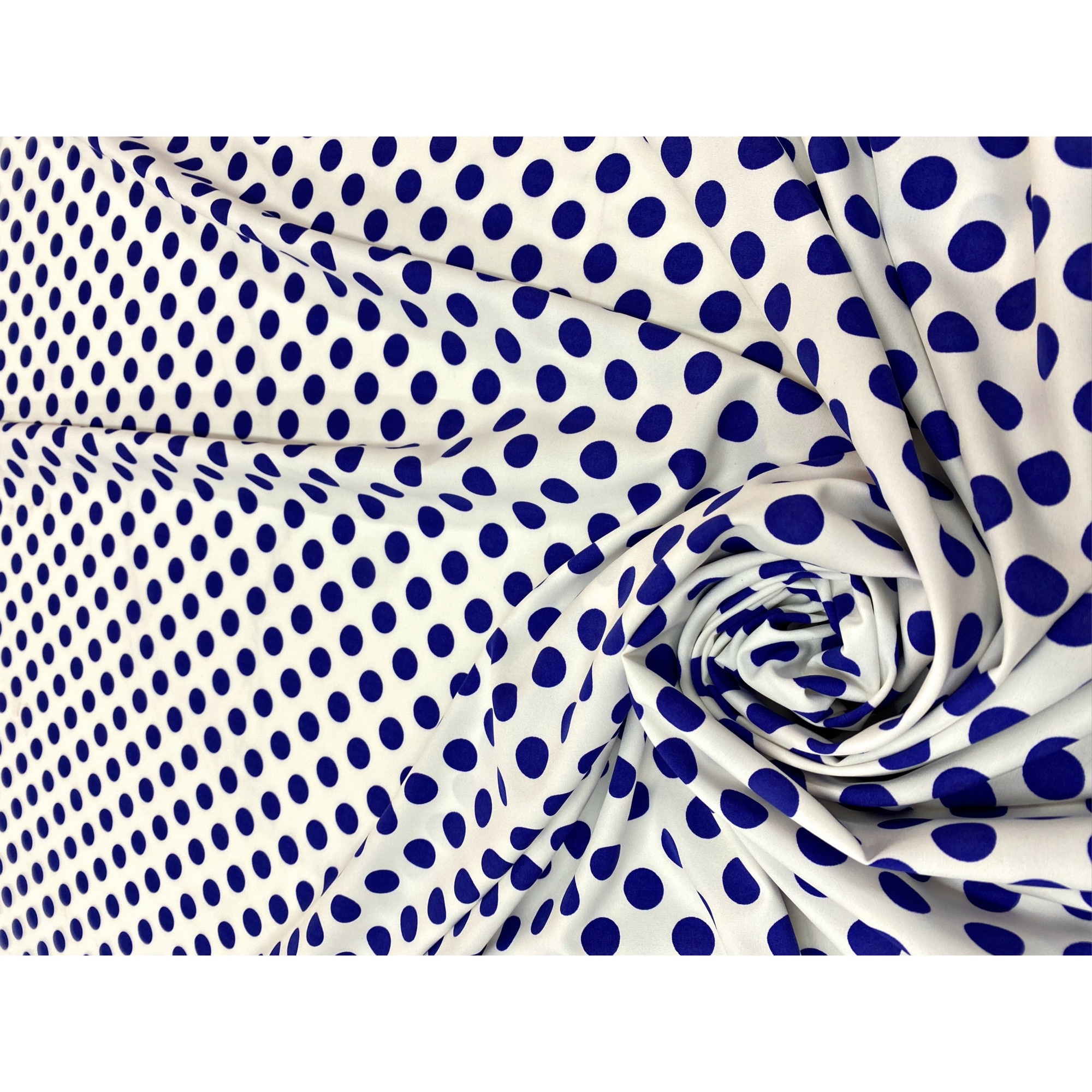 Material textil Silky Soft, Alb cu Buline Albastru Electric, 150 x 100 ...