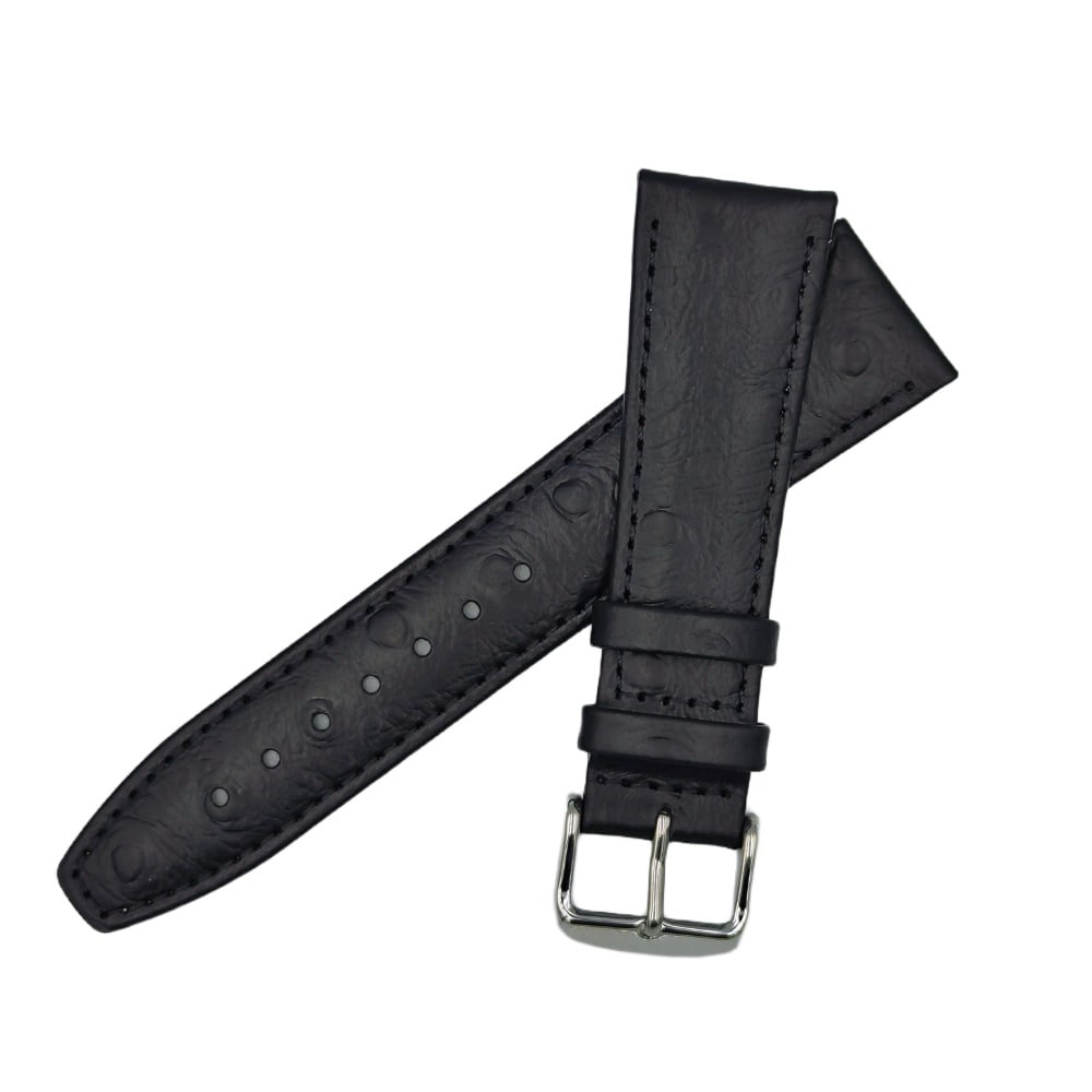 Curea ceas piele naturala textura strut, neagra, 20mm - eMAG.ro