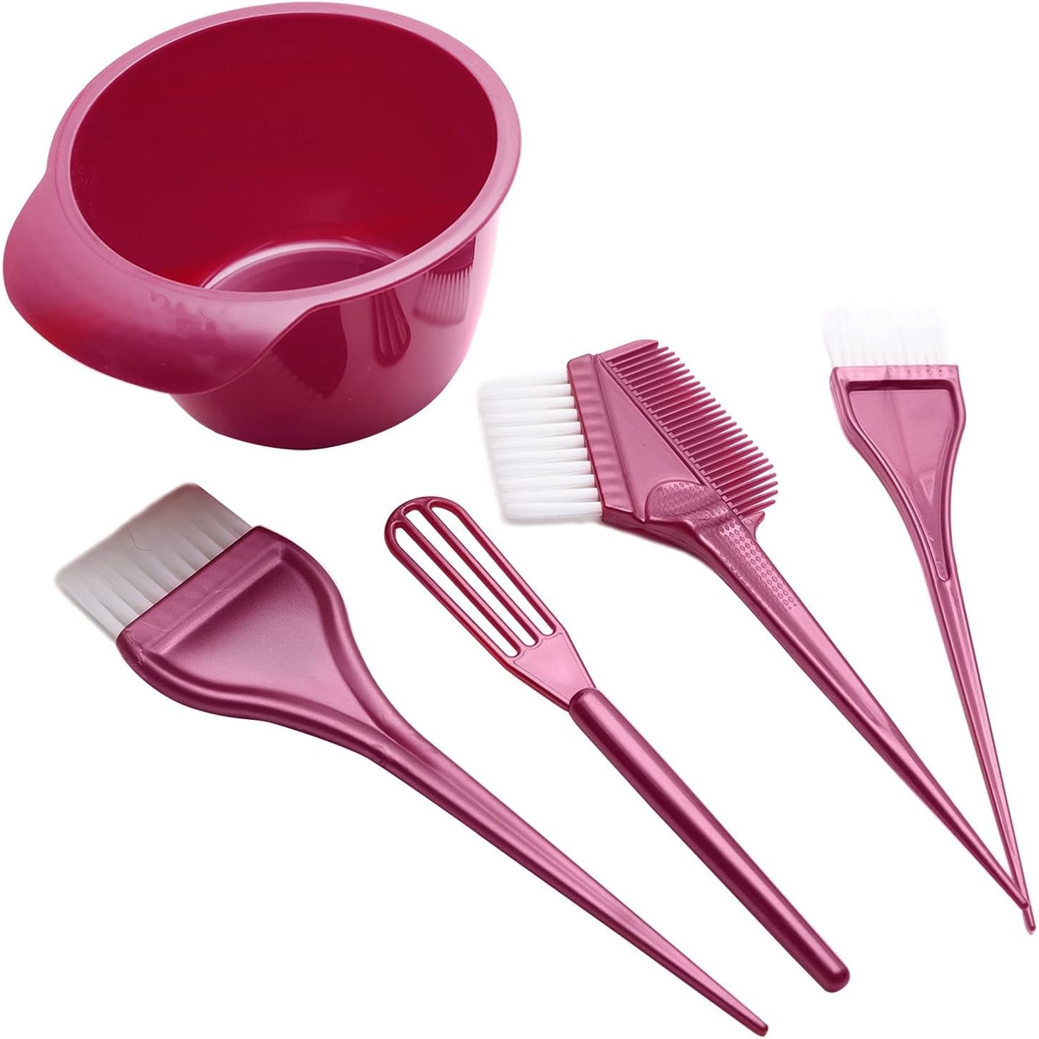 Set bol si pensule pentru vopsit parul, Ardette, SVP01, Roz bombon, 5 ...