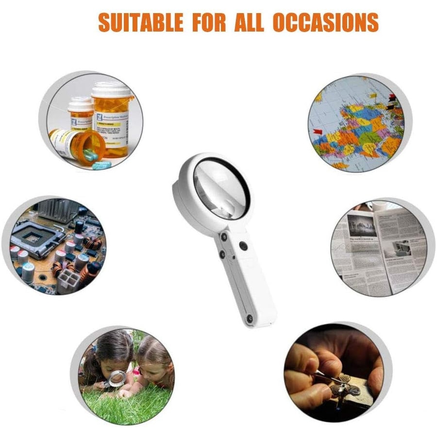 Lupa cu LED, Cafuneplus®, 5X, 11X, 2 Moduri iluminare, pentru citit ...