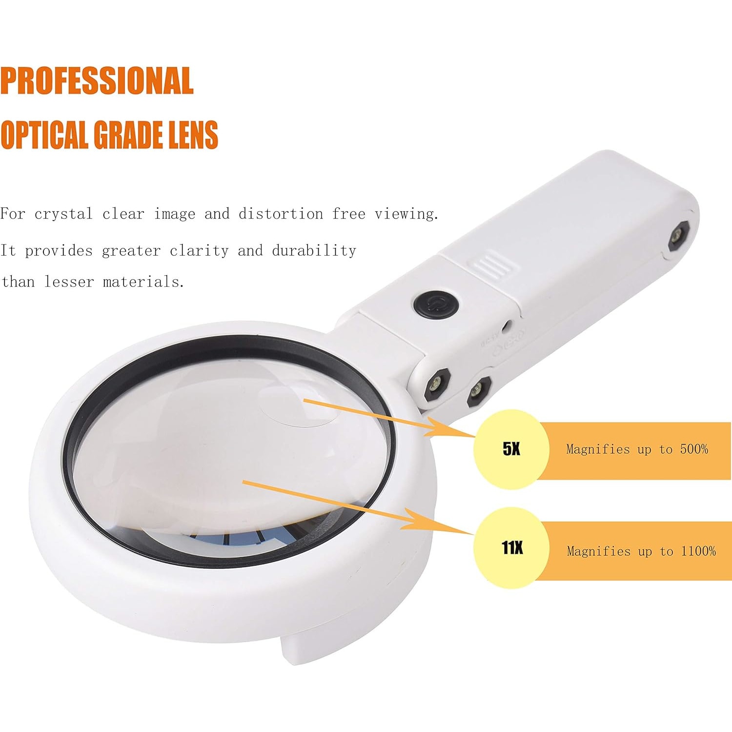 Lupa cu LED, Cafuneplus®, 5X, 11X, 2 Moduri iluminare, pentru citit ...