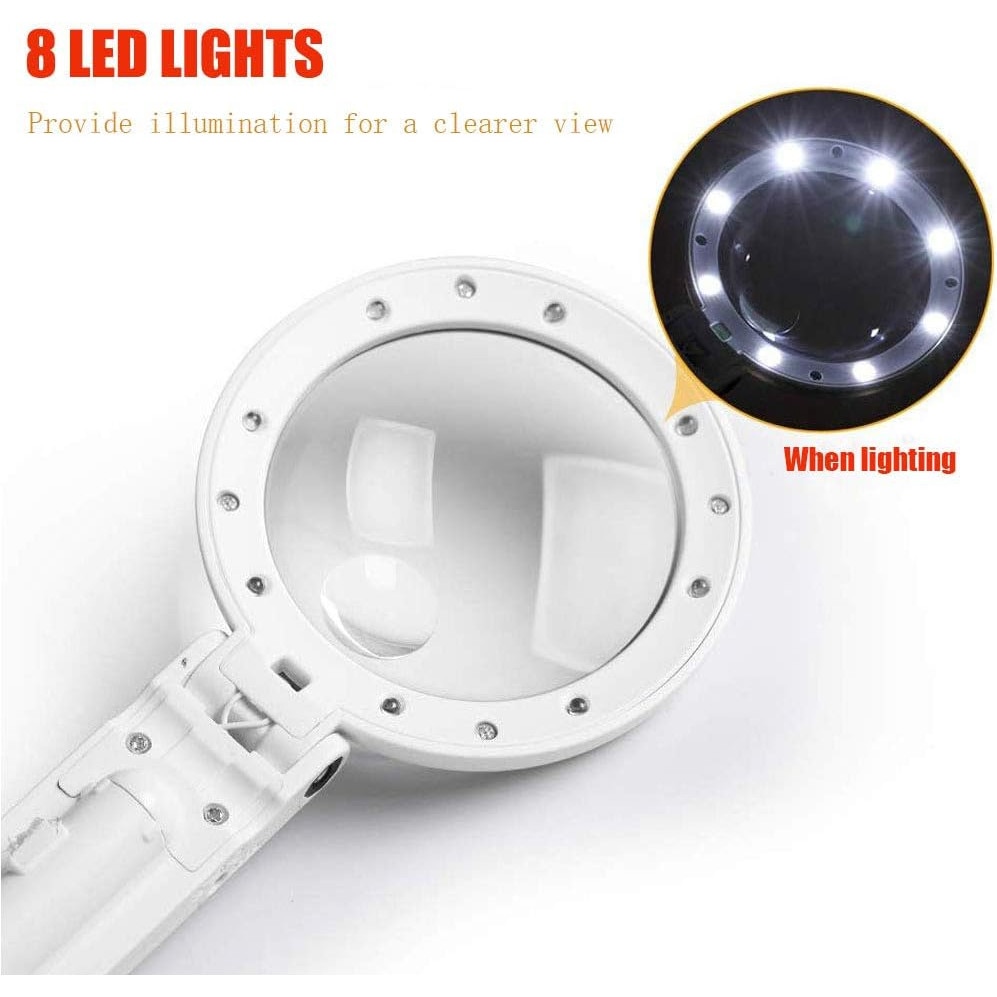 Lupa cu LED, Cafuneplus®, 5X, 11X, 2 Moduri iluminare, pentru citit ...