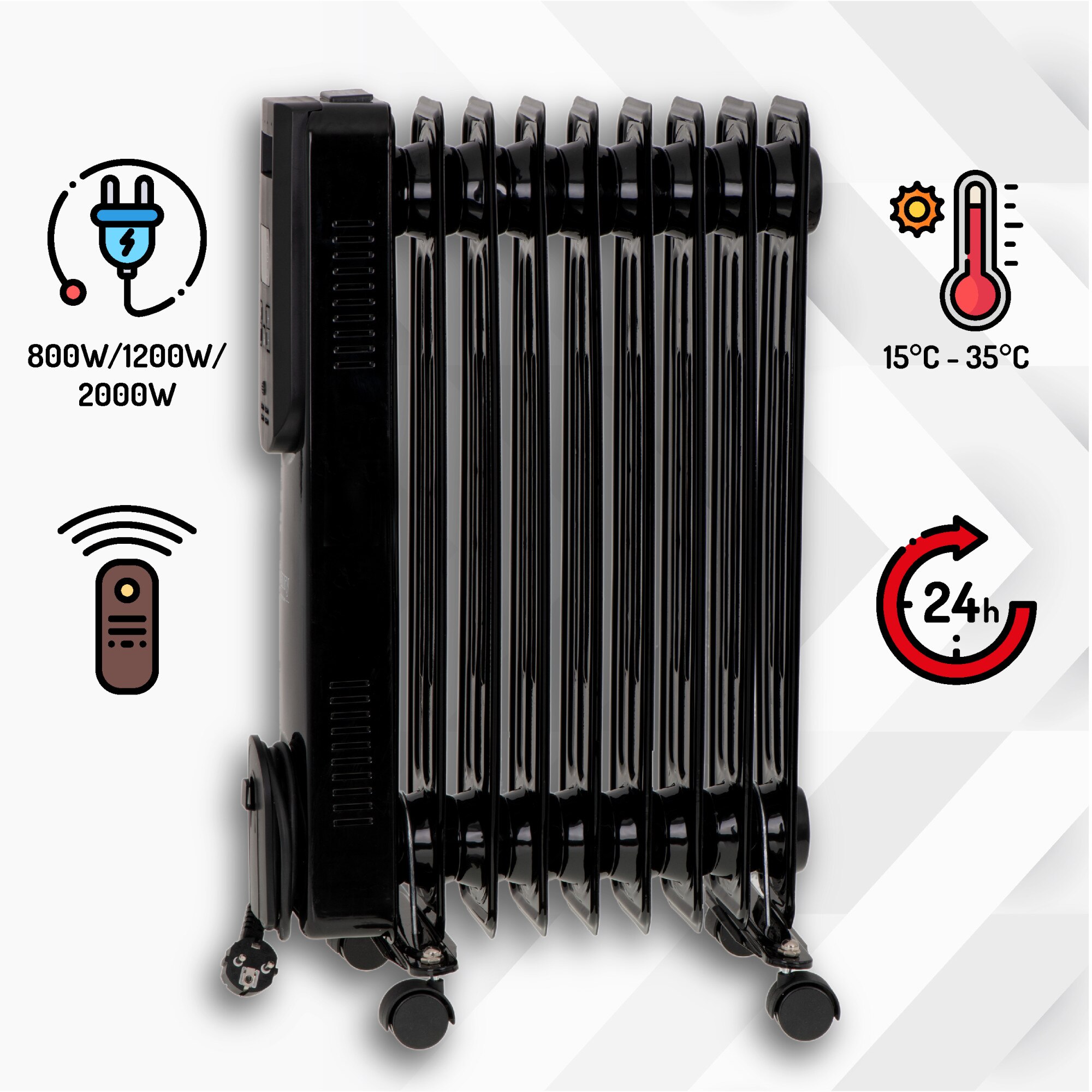 Radiator electric Camry, 2500 W, Negru - eMAG.ro