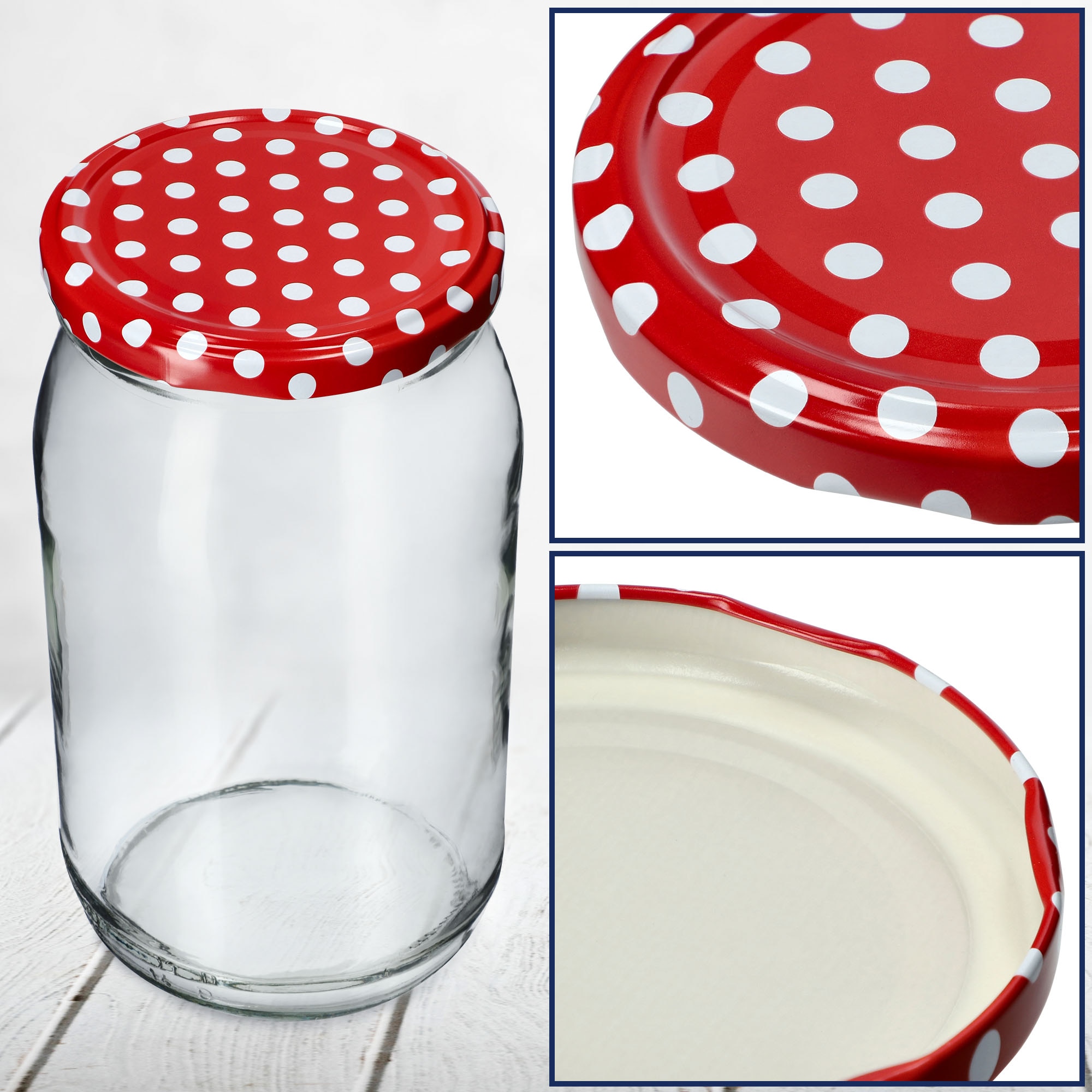 Set 10 capace metalice pentru borcane, KADAX, 82mm, Rosu/Alb - eMAG.ro
