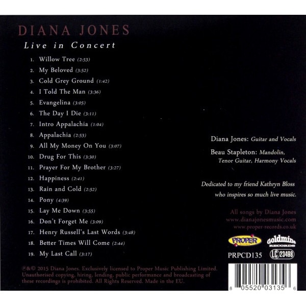 Diana Jones: Live In Concert [CD] - eMAG.bg