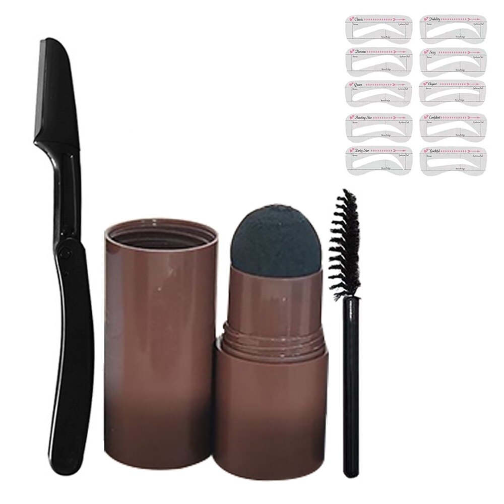 Kit stilizare sprancene Cozevdnt, Sabloane, Stampila, Trimmer, Negru ...