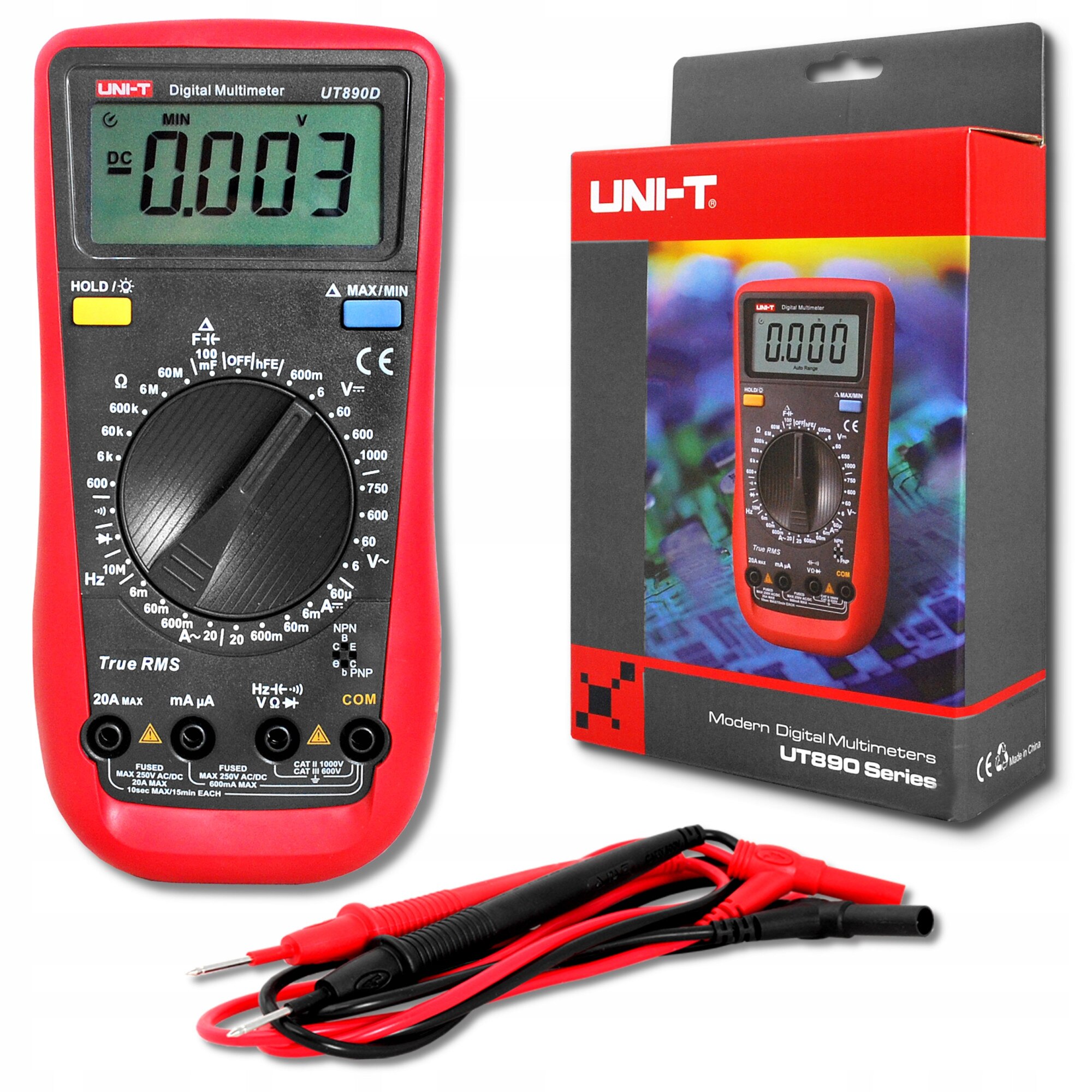 Multimetru digital, UNI-T, LCD, Rosu/ Negru - eMAG.ro