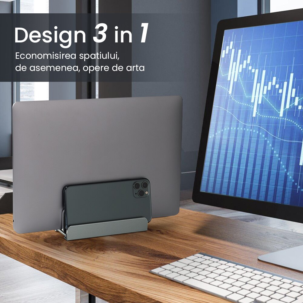 Stand pentru laptop, KEIMI, 3 Spatii depozitare, Protectie Impotriva ...