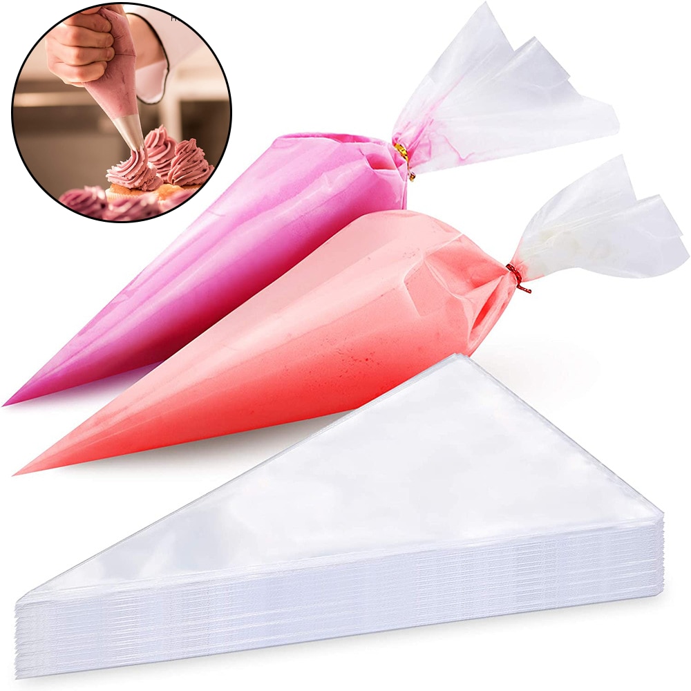 Set 100 pungi de decorare pentru prajituri, 9 inch, plastic de calitate ...