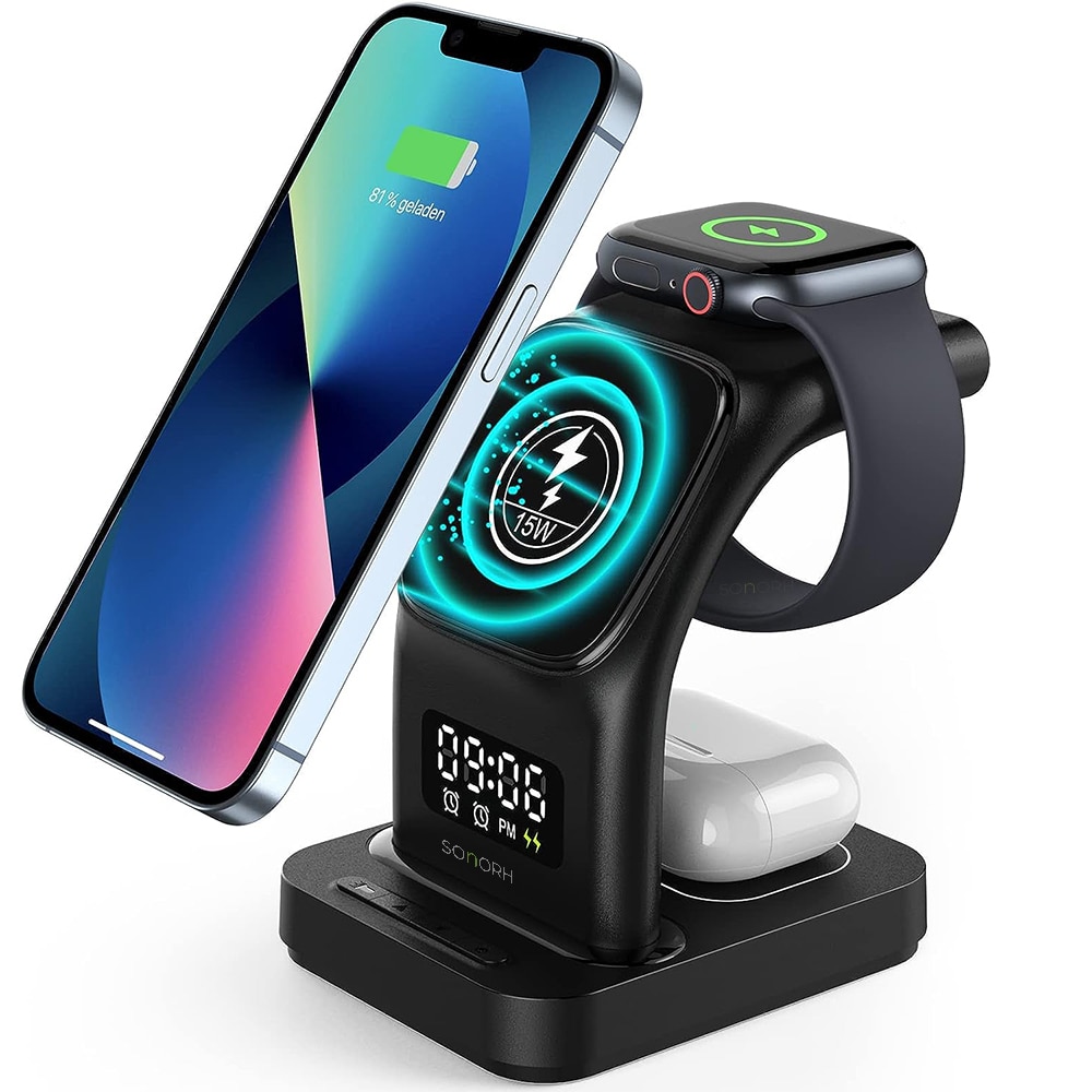 Statie de Incarcare Wireless 5 in 1 SONORH® - Incarcare Rapida 15W ...