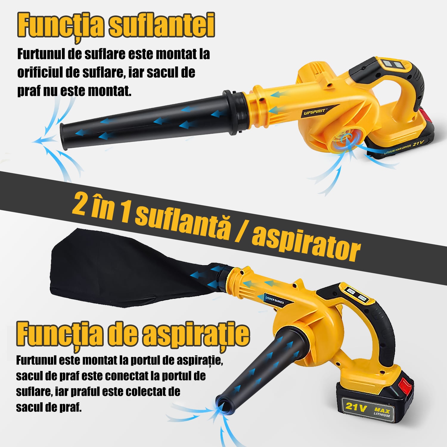 Suflanta si aspirator universala, XinXu, Galben - eMAG.ro