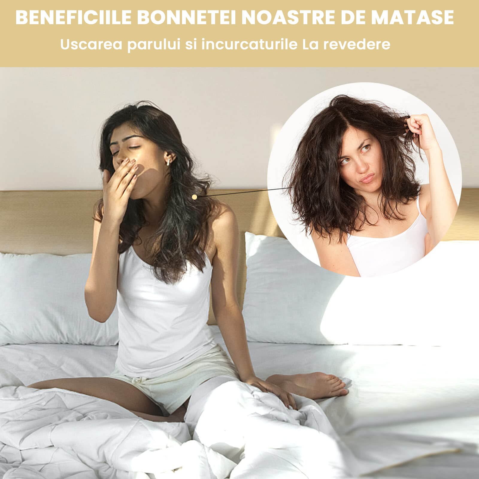 Boneta din Satin, sundiguer, Cu banda elastica, proteja parul de rupere ...