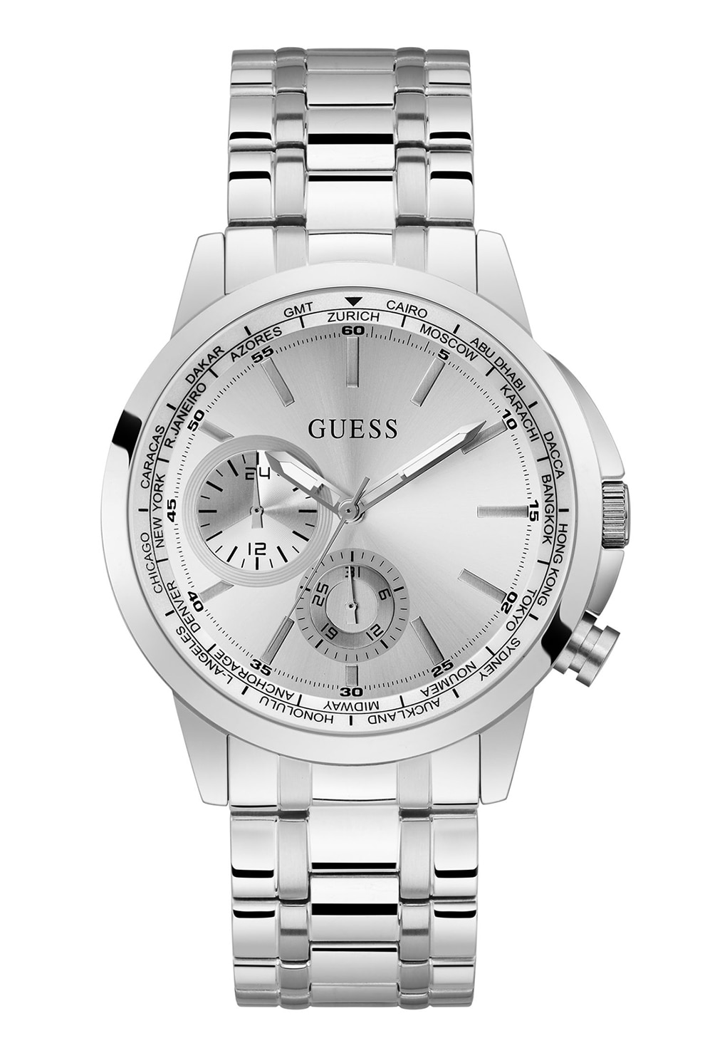 Guess, Ceas analog cu fusuri orare multiple, Argintiu - eMAG.ro