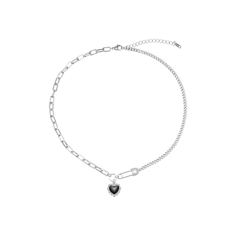 Lantisor argint 925 Delis, JW554, model inima, placat cu rodiu - eMAG.ro