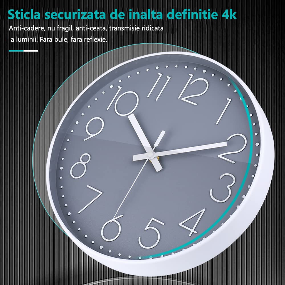 Ceas de perete, Vaxiuja, Minimalist, numere mari, cu capac din sticla ...