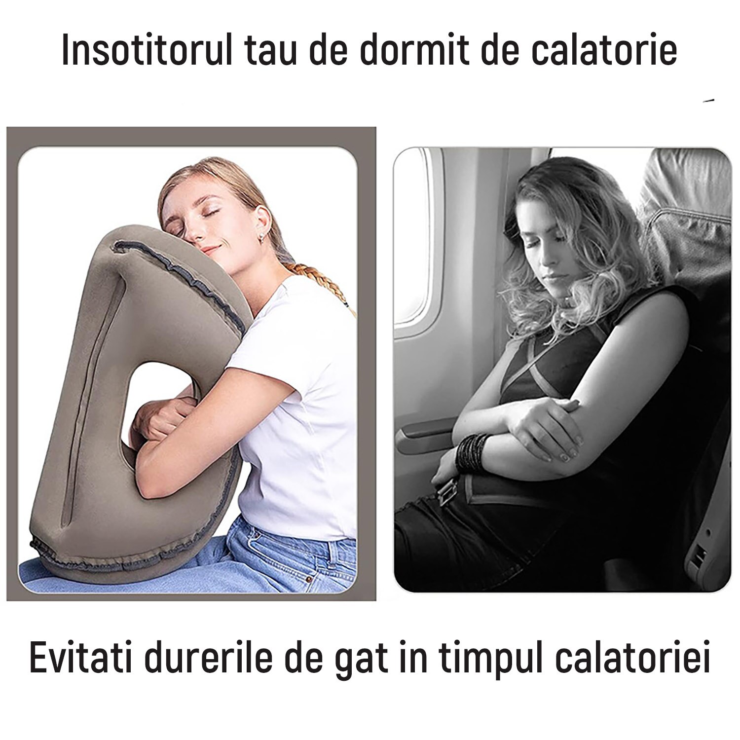 Perna gonflabila de calatorie pentru avion, Vaxiuja, autobuz, masina ...