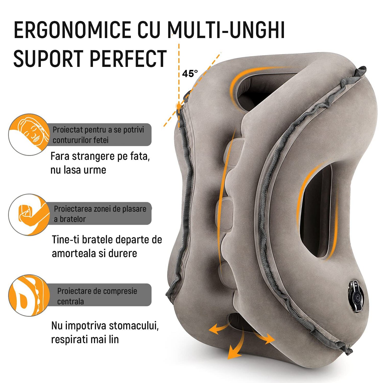 Perna gonflabila de calatorie pentru avion, Vaxiuja, autobuz, masina ...