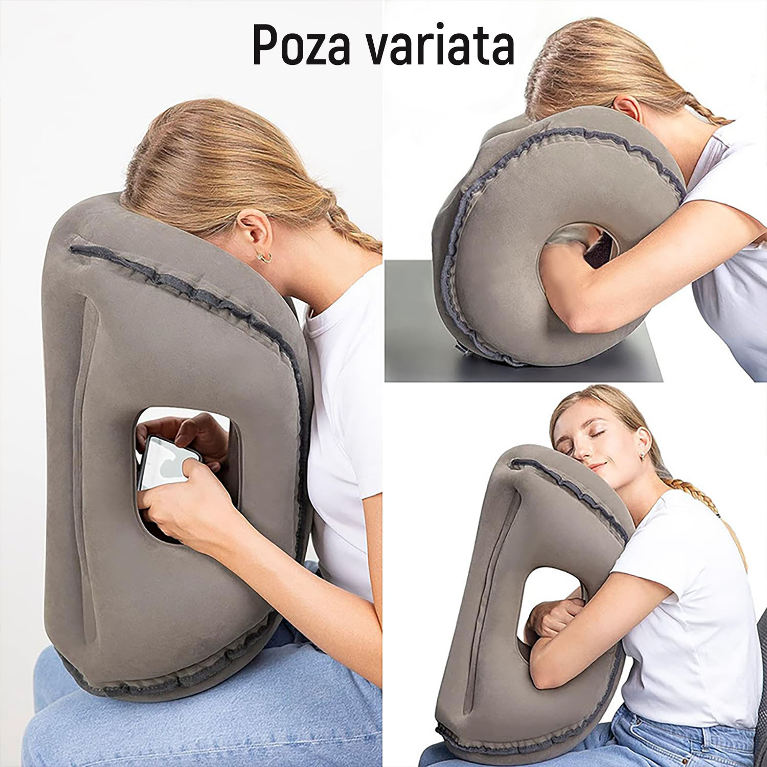 Perna gonflabila de calatorie pentru avion, Vaxiuja, autobuz, masina ...