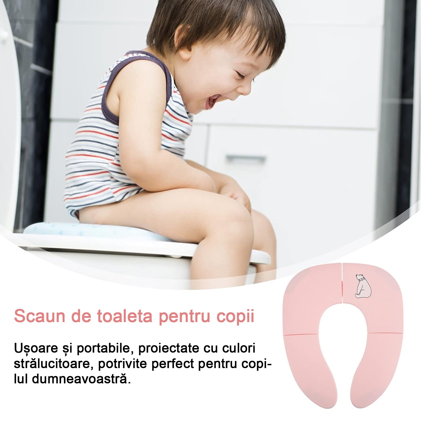 Reductor WC Copii, NUODWELL, Material PP sigur, pliabil/portabil, cu ...