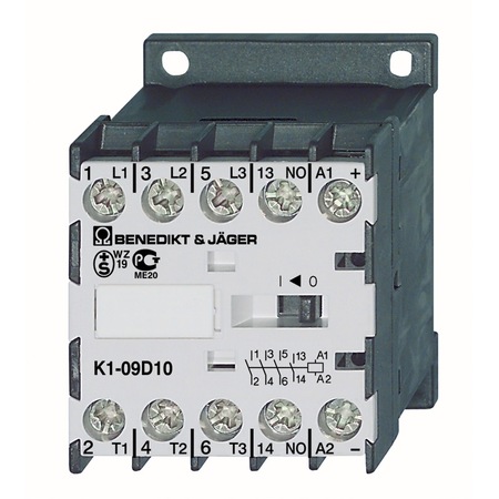 Mini contactor 3P, 230 V AC, 12 A, 5,5 kW, 1NO, K1-12D10 230, BENEDICT ...
