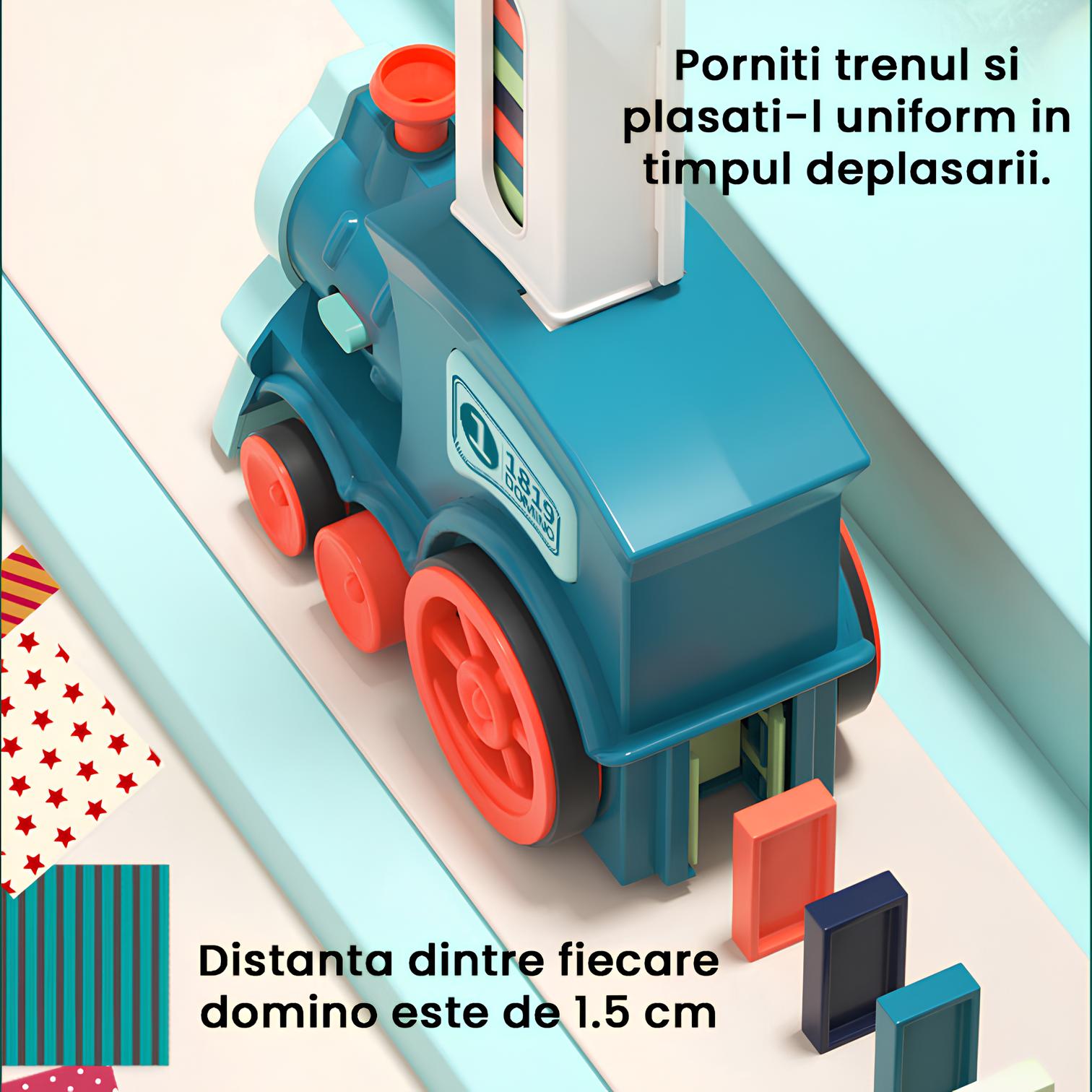 Tren interactiv cu piese domino, sundiguer, Electric, 60 piese, cu ...